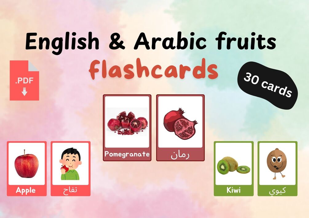 English & Arabic fruits-FUN Learning Flashcards for kids