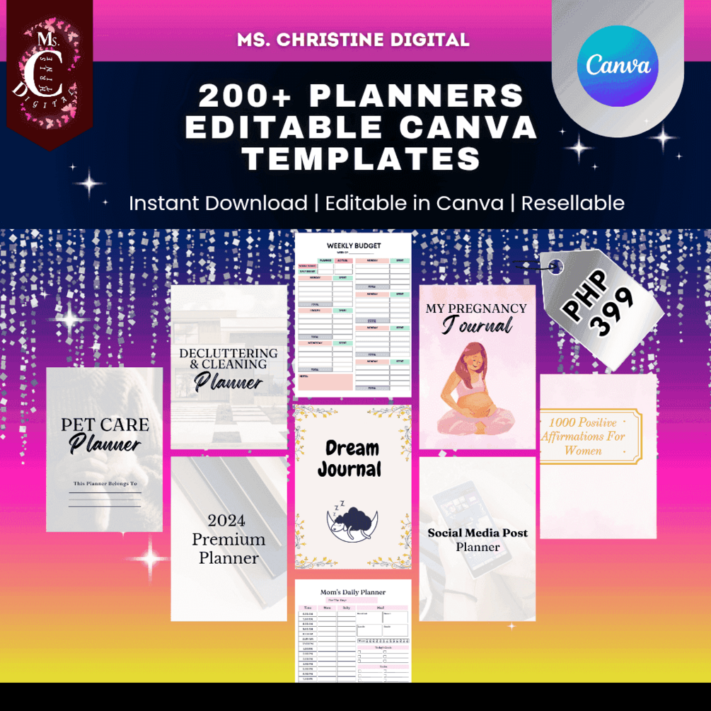 200+ Planners: Editable Canva Templates | MRR & PLR