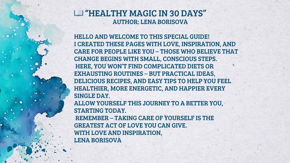 “Healthy Magic in 30 Days” Author Lena Borisova