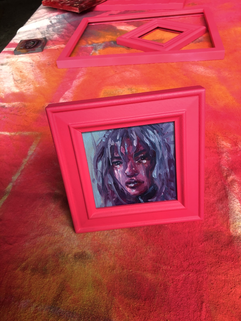 Pink Portrait Study (With frame!) - Oils, 2019