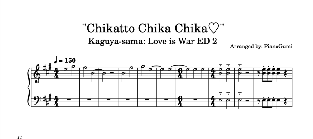 Kaguya-sama Love is War ED 2 - "Chikatto Chika Chika♡" - EASY Piano ...