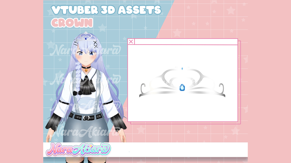 3D Vtuber Assets Silver Crown Ring Vroid Commission, 3D assets ready to use vtuber stream