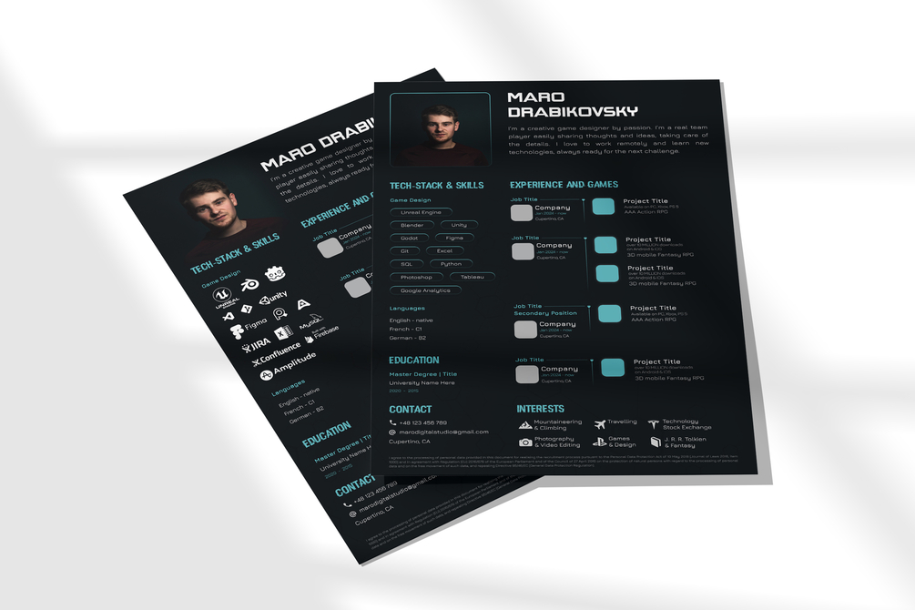Resume template for gamedev (Designer, Developer CV)