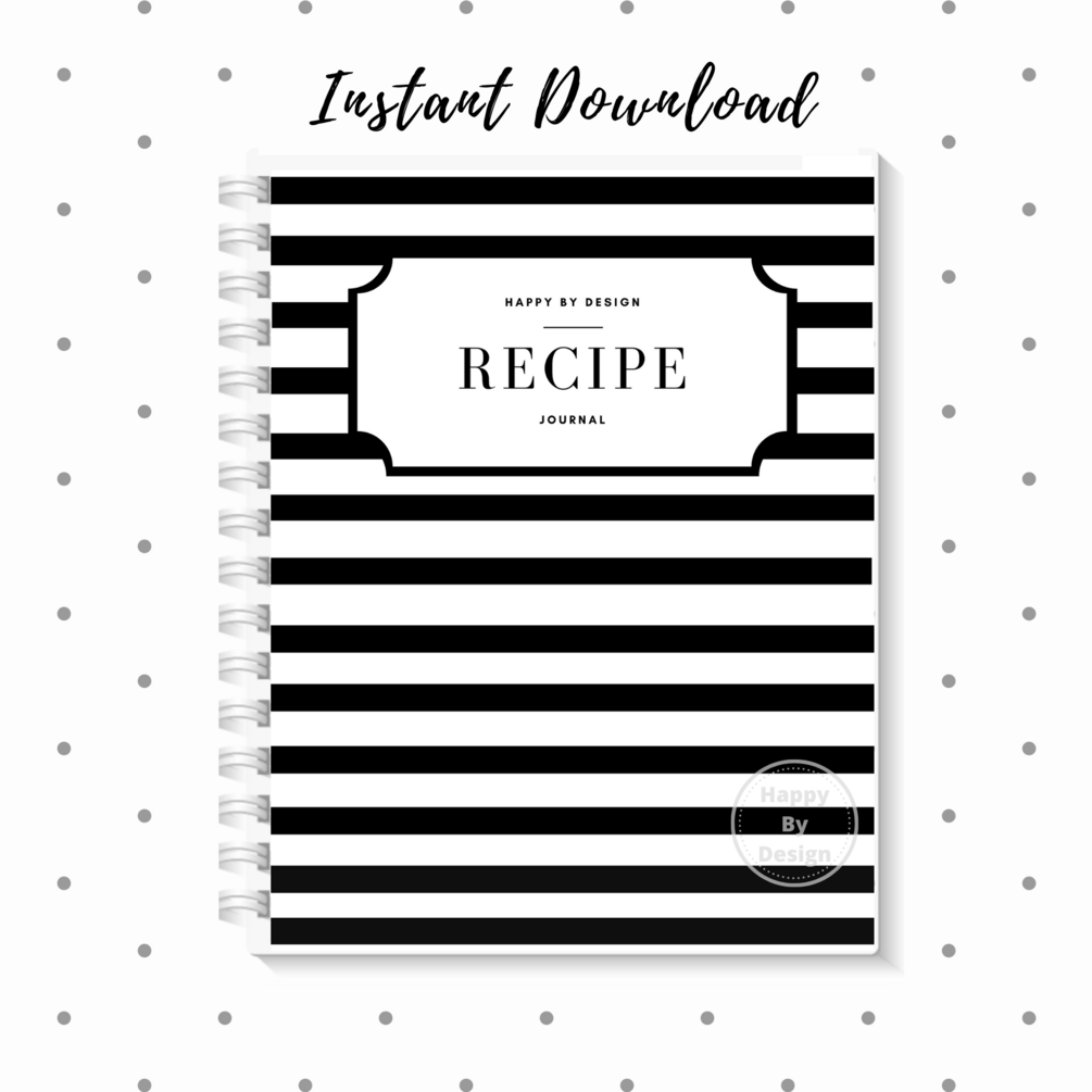 Recipe Printable Journal - Black