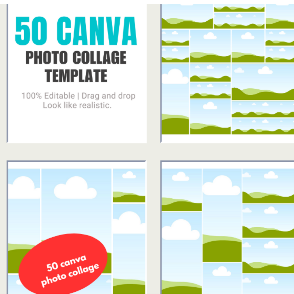 50 Photo Collage Presentation Frames | Customizable Canva Templates