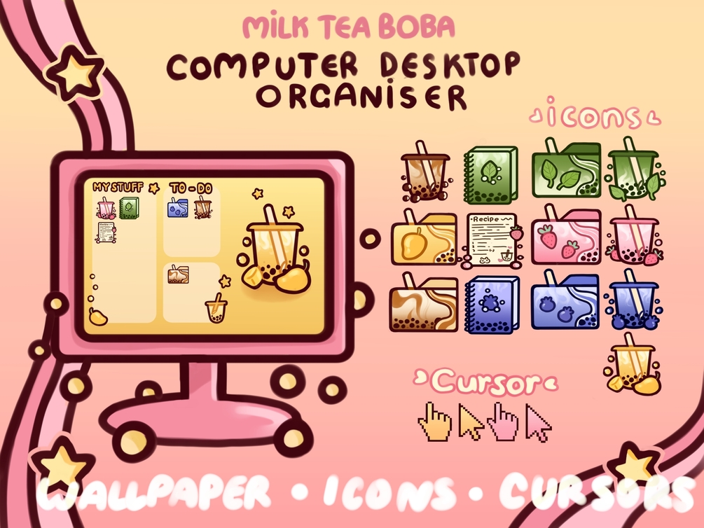 Boba-themed Desktop Organiser