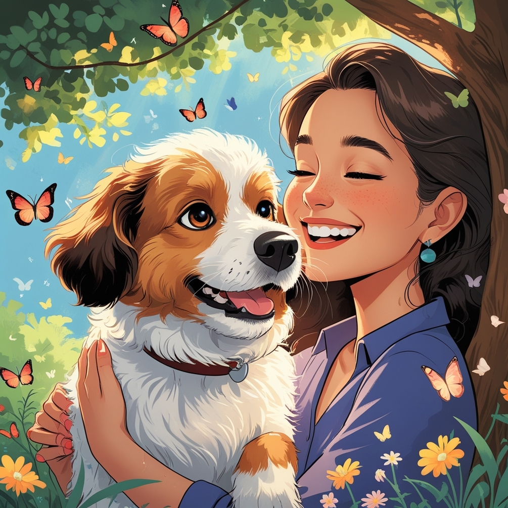 Heartwarming "Dog with Girl" Poster – A Touch of Love & Friendship