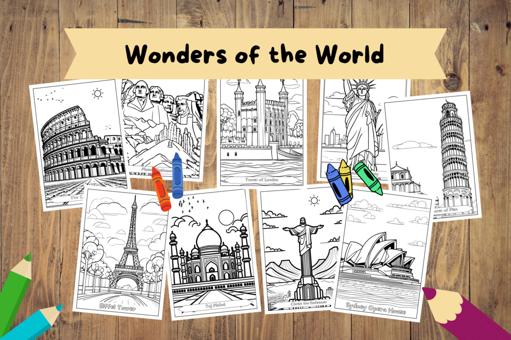 Wonders of the World Coloring pages for kids, 25 High Quality Buildings ...