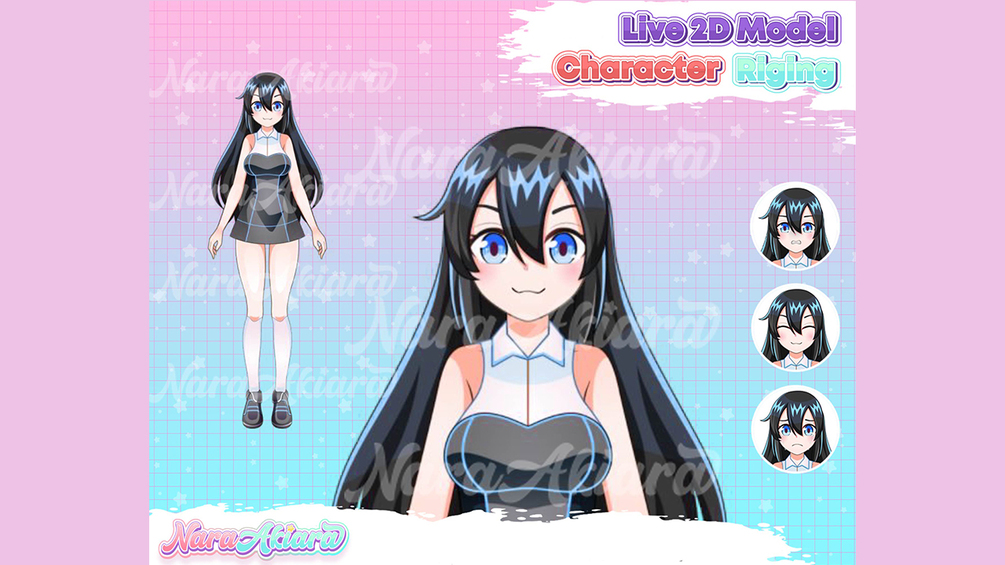 Vtuber Model and Rigging Anime Girl Gothic Blue Premade, Live2d ready ...