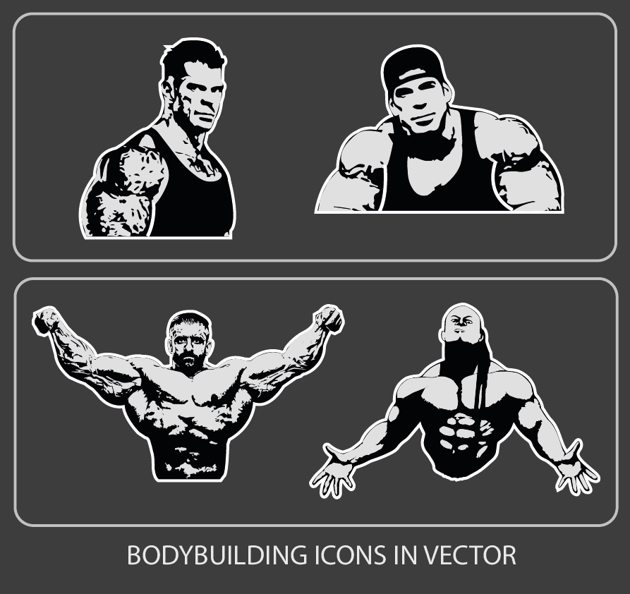 4 high quality body building icons in vector