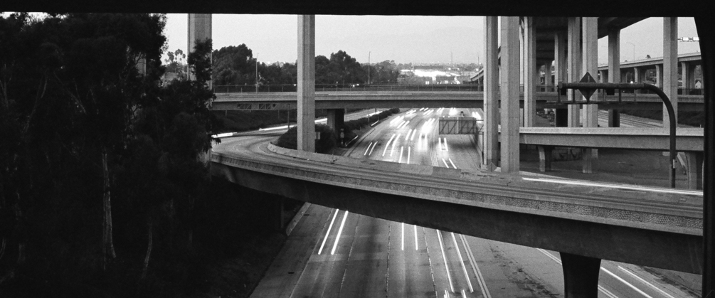 Framed Freeway Overlook Panorama Print - 7" by 21" Canvas
