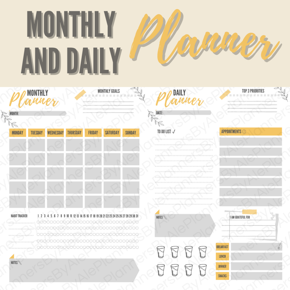 Yellow Daily and Monthly Planner