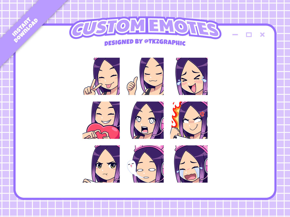 Goth Gamer Girl - Custom Twitch Emotes