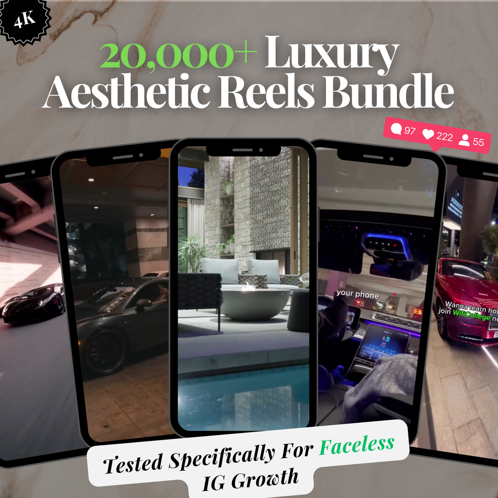 20,000 Viral, Luxury & Aesthetic Reels Bundle + Viral Audio Pack | Faceless Content