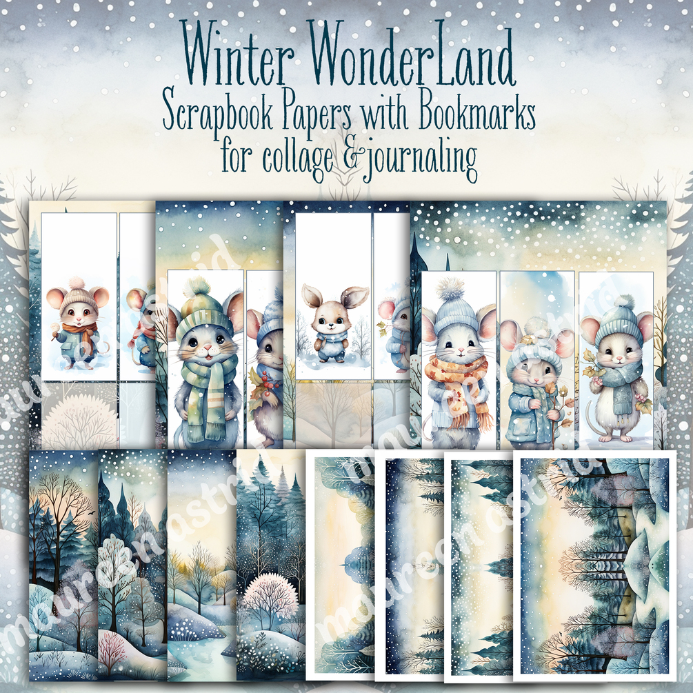 Winter WonderLand Scrapbook Papers with bookmarks