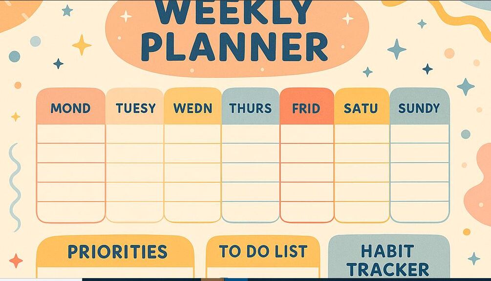 🗓️ Weekly Planner - Illustrated Edition (Printable PDF)