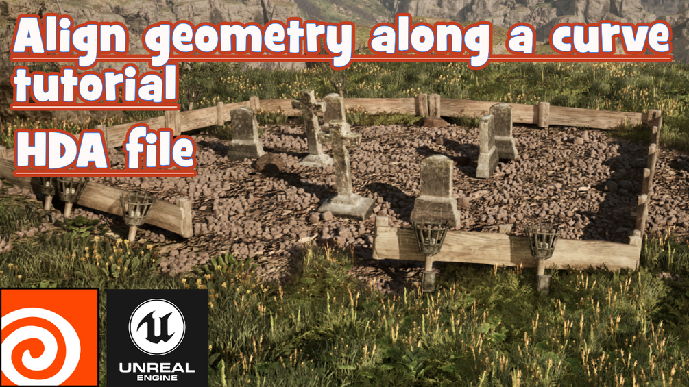 Geometry align along a curve tool for Houdini/Unreal engine/Houdini engine. 1.0(hdalc file)