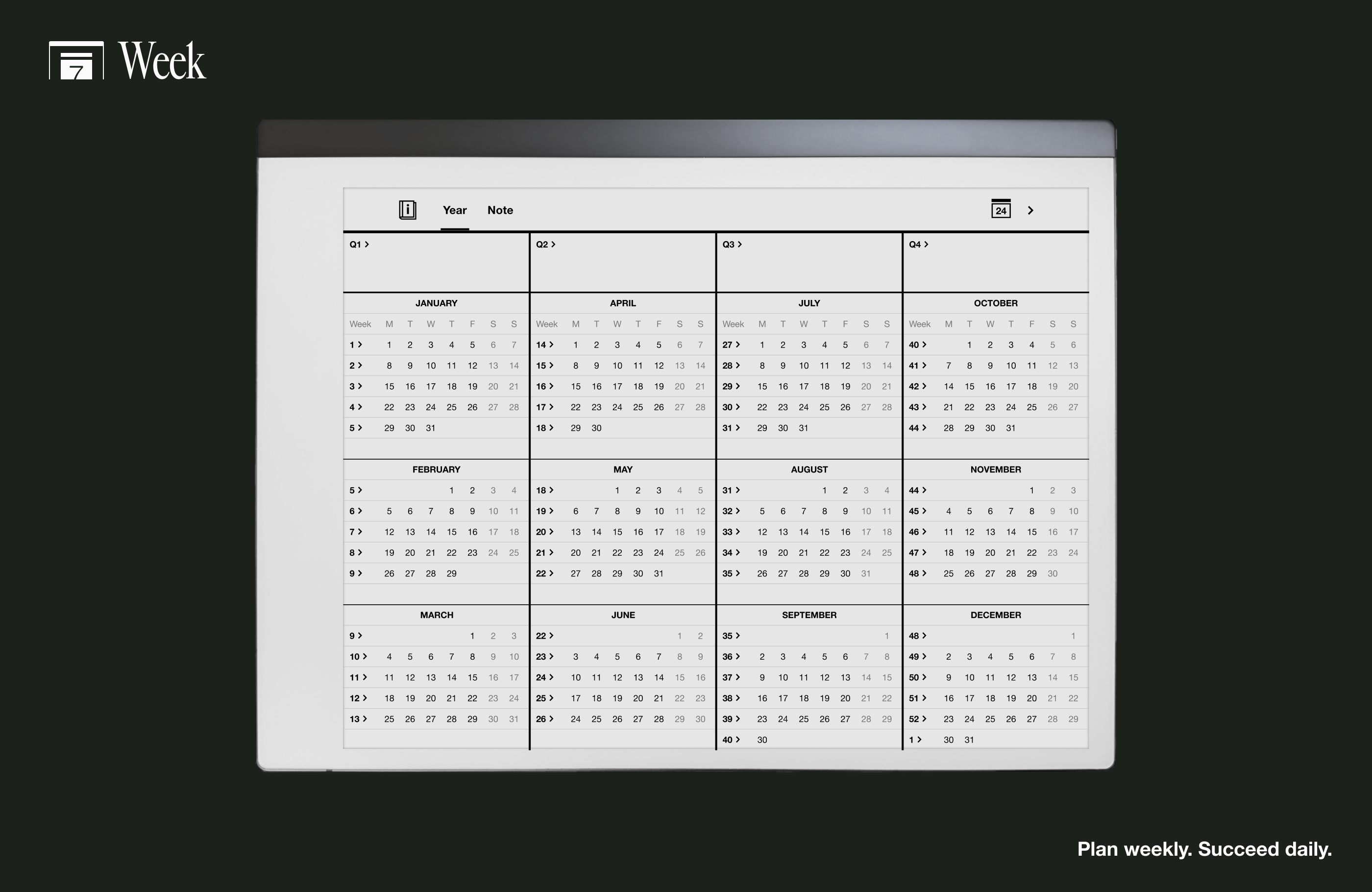 Week 2024 - the calendar for your reMarkable