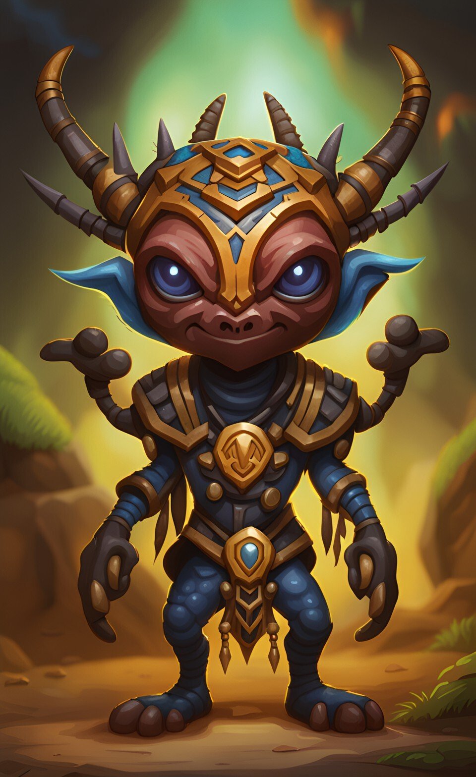 a cartoon image of a horned creature with horns a