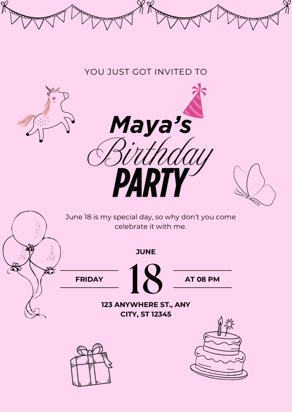 Birthday Party Invitation | Printable Template | Editable PDF | Instant ...