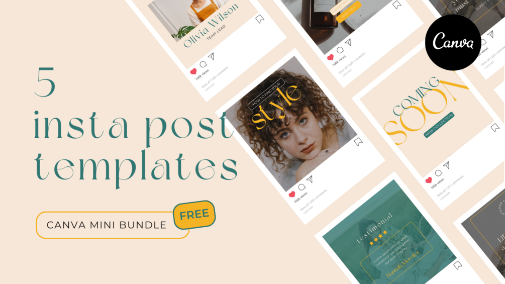 5 Instagram Template Canva Post Mini Bundle | FREE