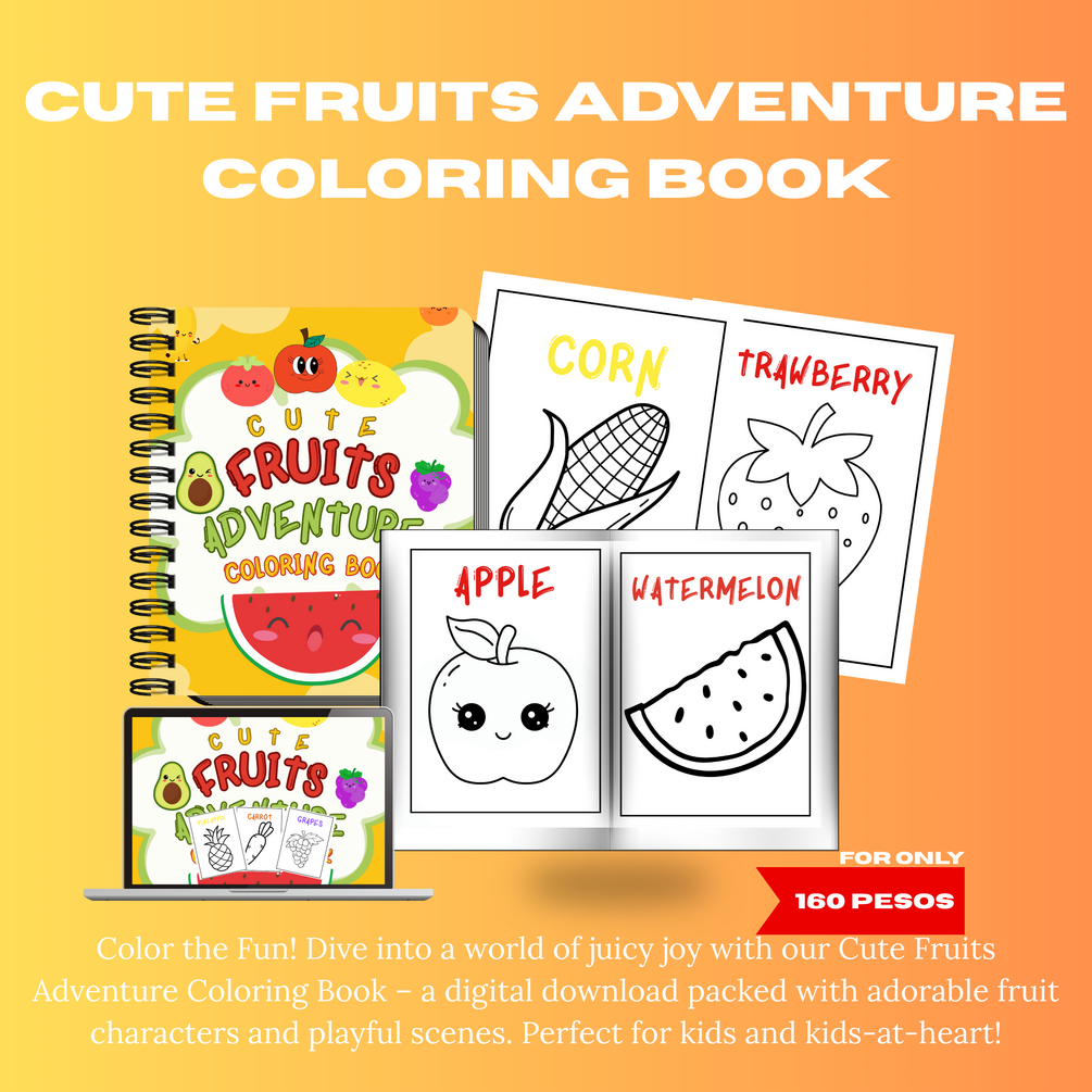 Cute Fruits Adventure Coloring Book For Kids