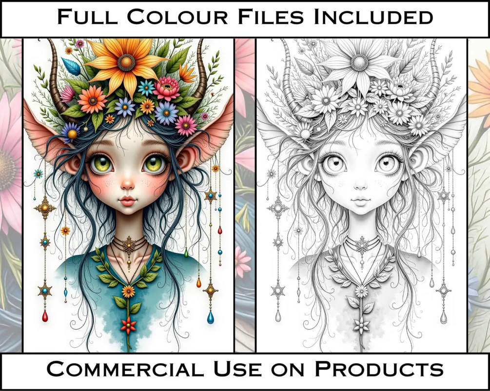 Too Cute Adult Coloring Pages - 41 Portrait Designs, Kids Fairy Garden ...