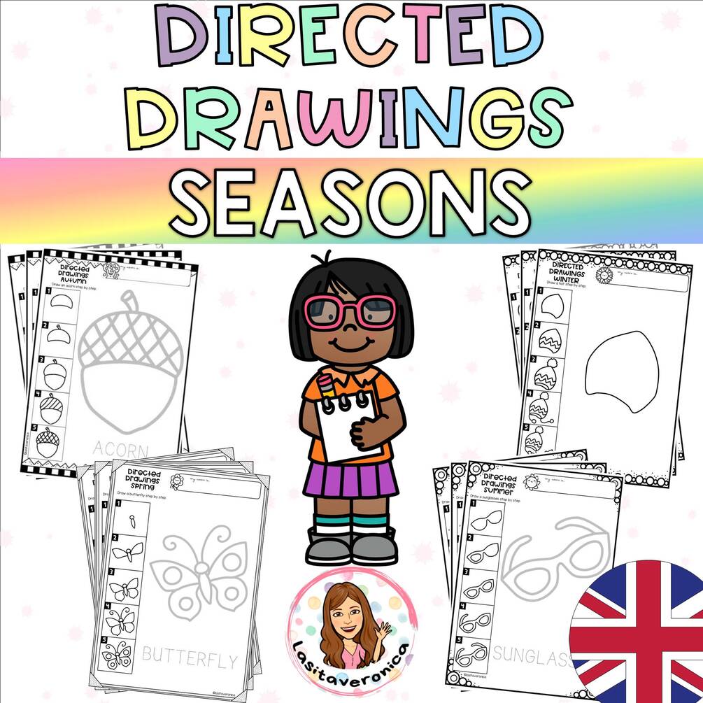 Dibujos paso a paso Estaciones/ Seasons Directed Drawing. Bundle ...