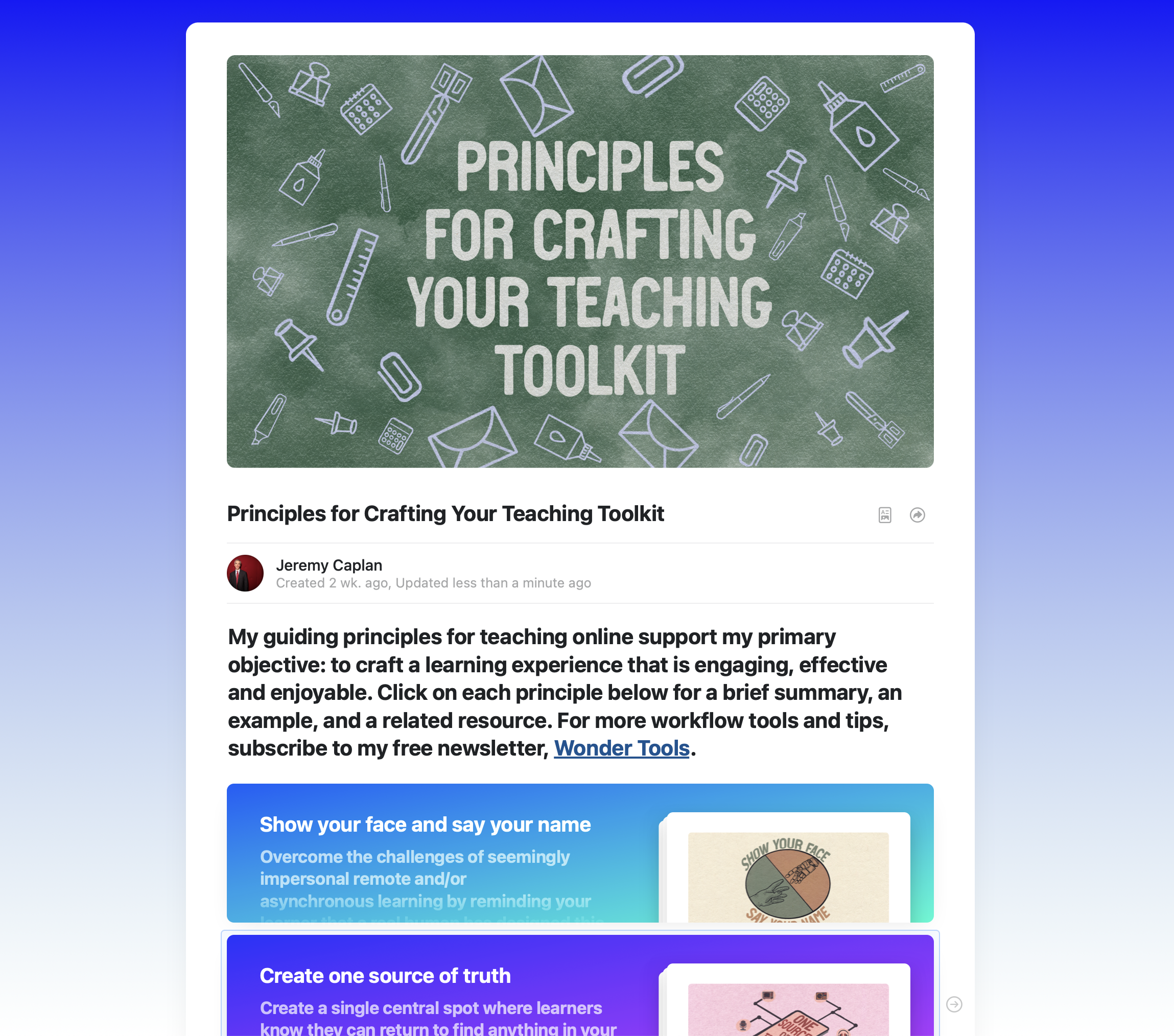 Eight Principles for Crafting Your Teaching Toolkit