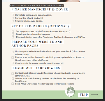 Book Launch Checklist Printable For Authors