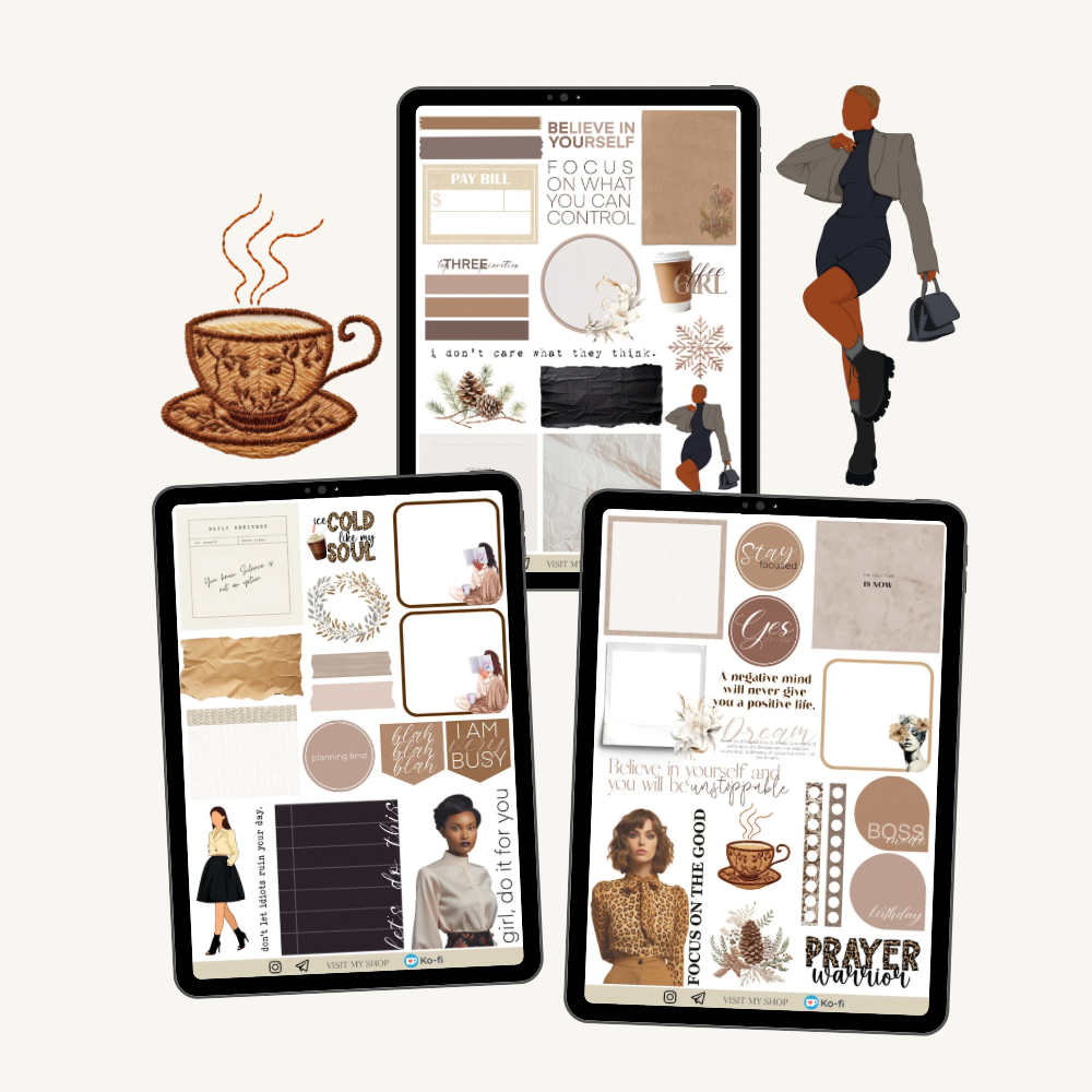 Casual Girl stickers, GoodNotes & PNG