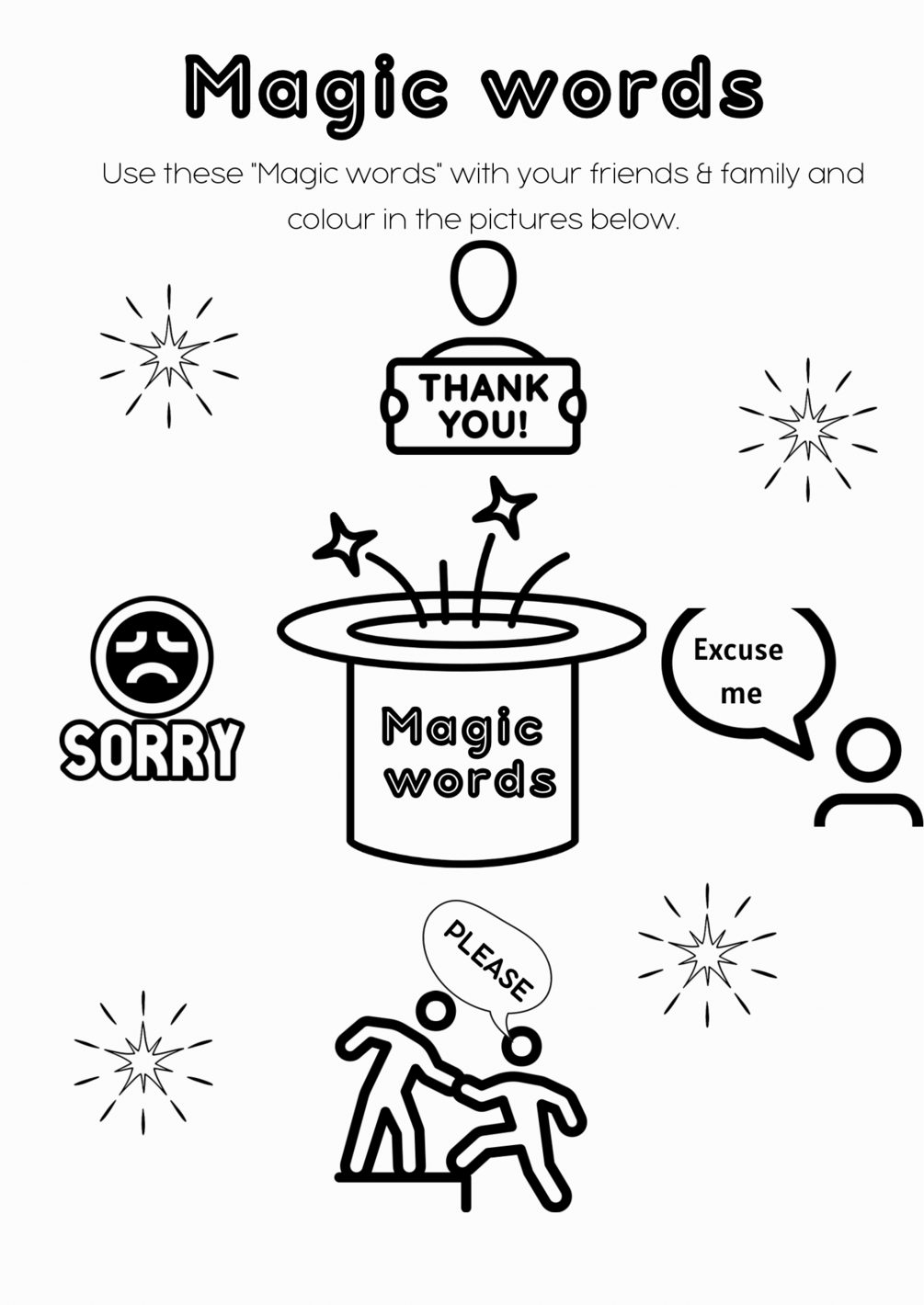 Magic words worksheet combo