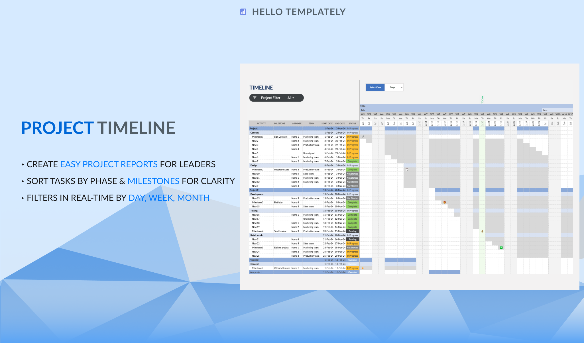 Multi Project Timeline Template | EXCEL, Google Sheets