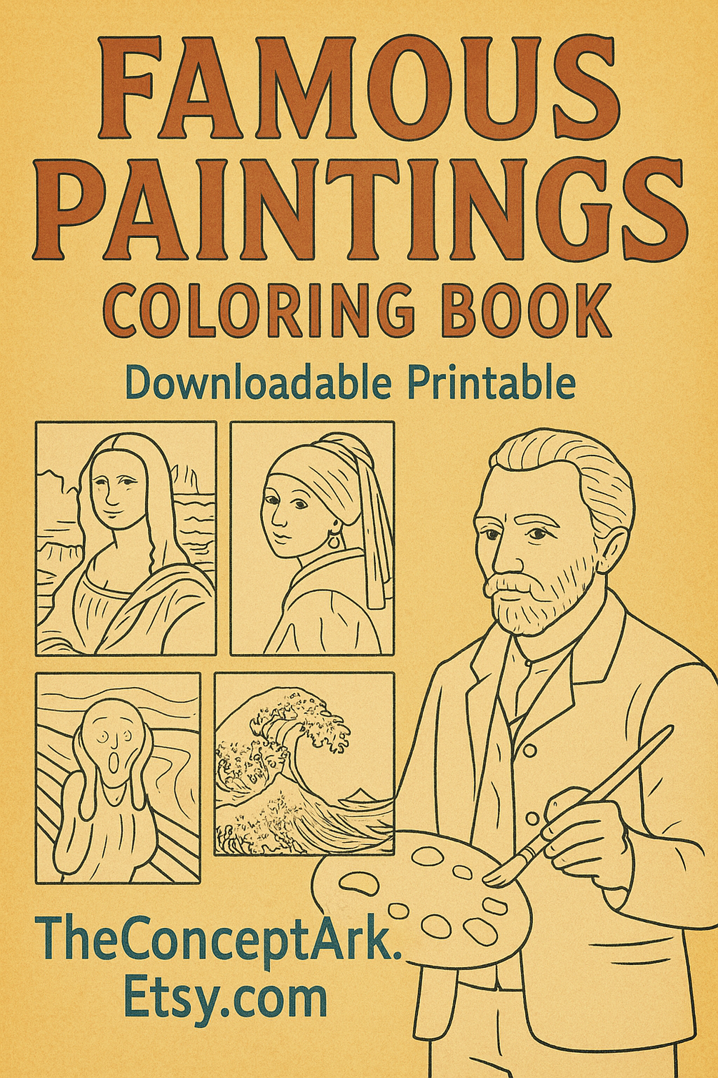 Famous Paintings 12pg Coloring Book