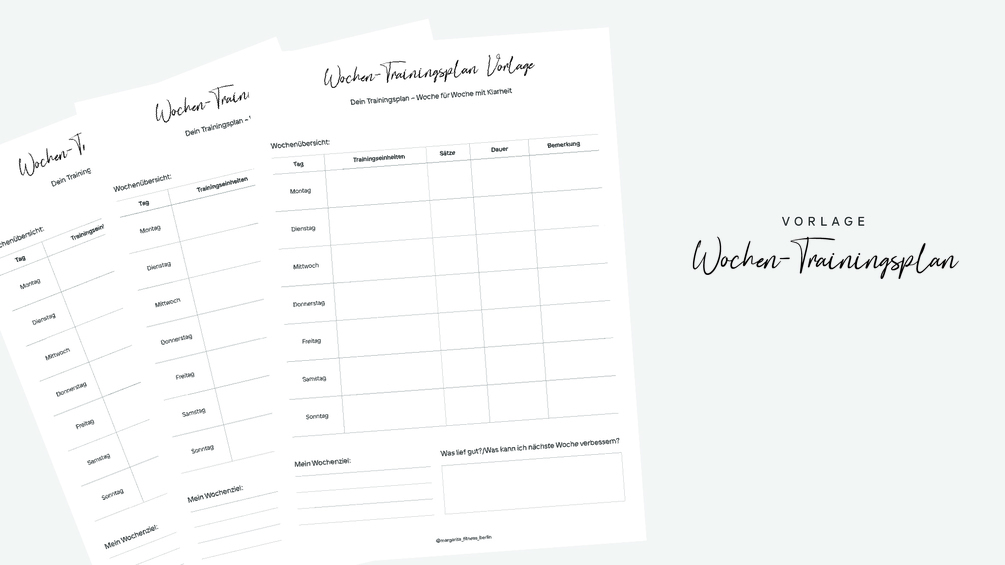 Weekly Training Plan Template | Wochen Trainingsplan Vorlage