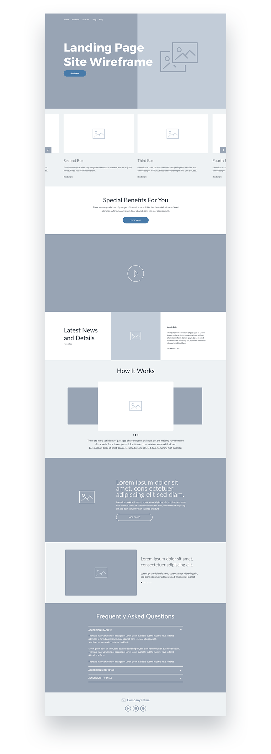 Landing Page Wireframe #40 (Light and Dark theme)