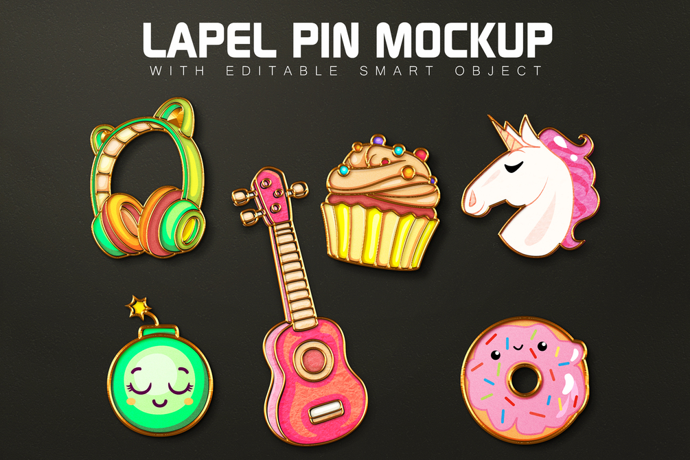 Lapel Pin Mockup | Editable PSD with 11 styles