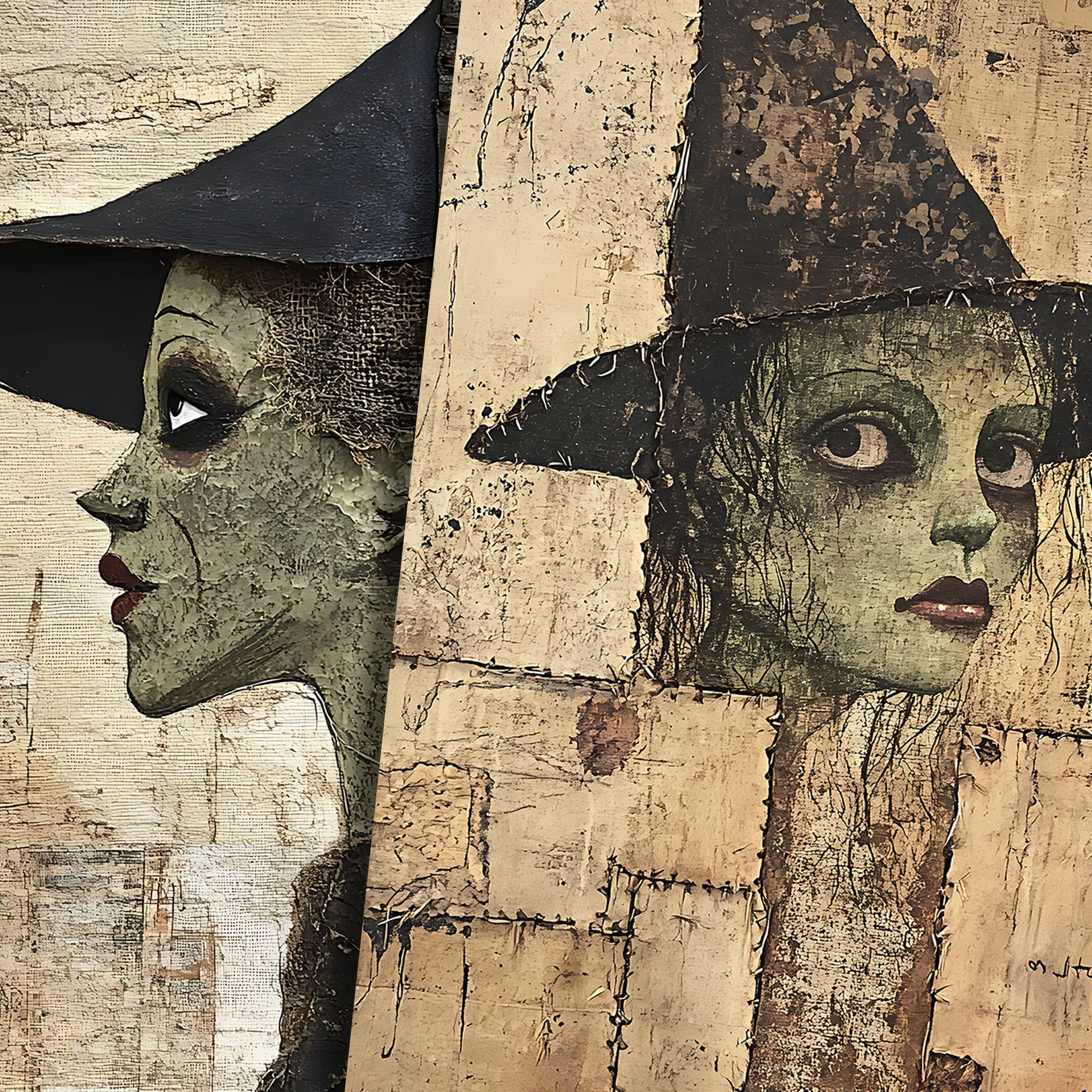 30 pc Grunge Witch Character Halloween Collage Printable Junk Journal ...