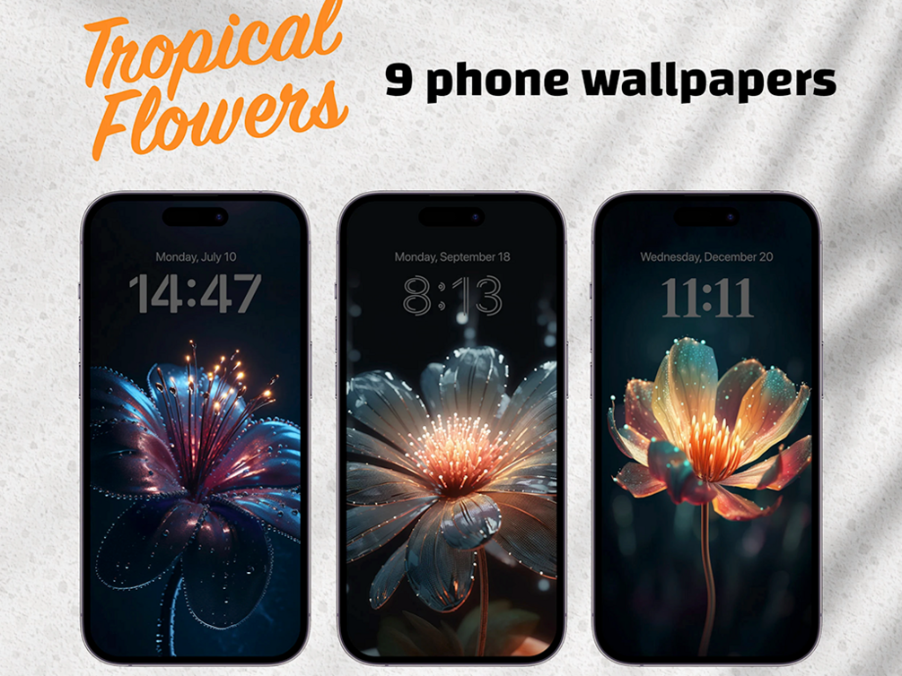 Set of 9 digital flower wallpapers