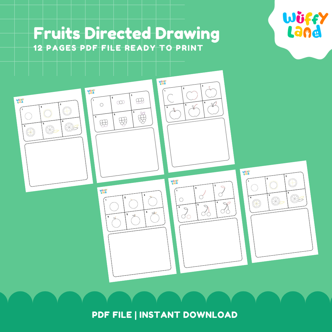 Fruits Directed Drawing for Kids – Printable Step-by-Step Art Fun!
