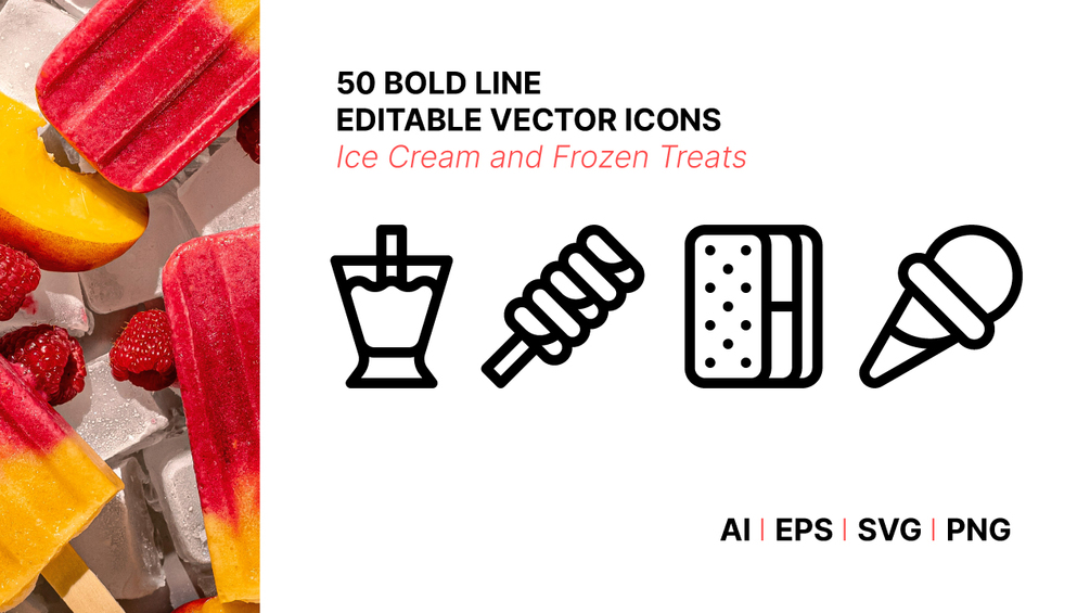 50 ice cream and frozen treats icons