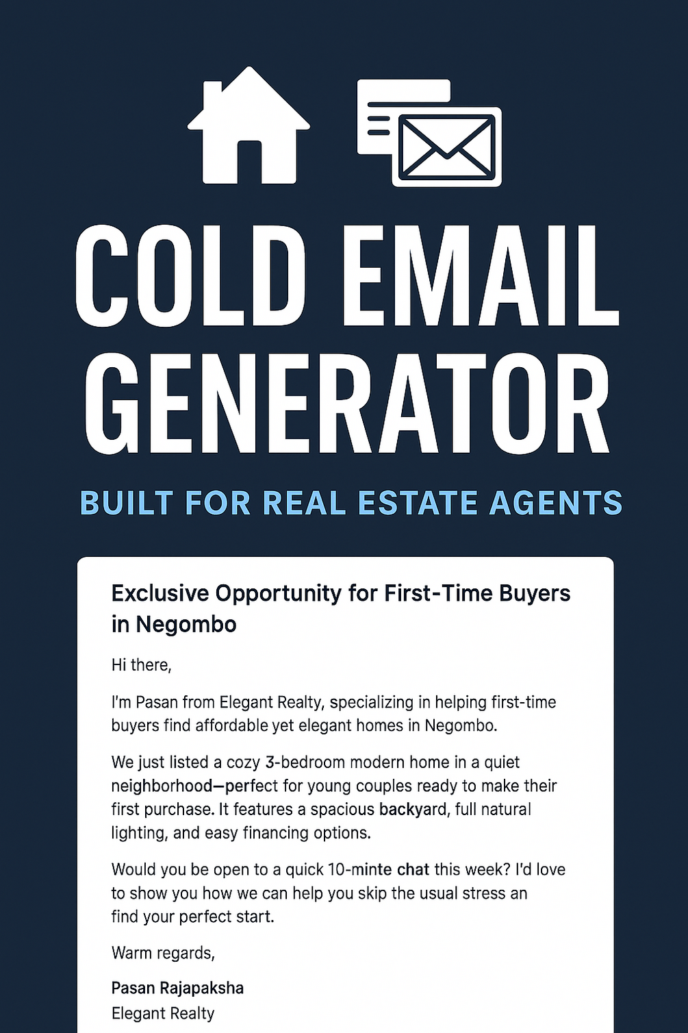 Cold Email Generator for Real Estate Agents – AI Edition