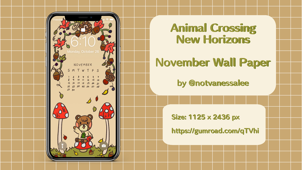 ACNH November 2020 Phone Wallpaper