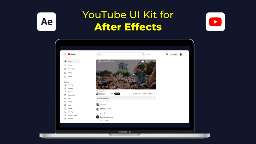 YouTube UI Kit for After Effects.