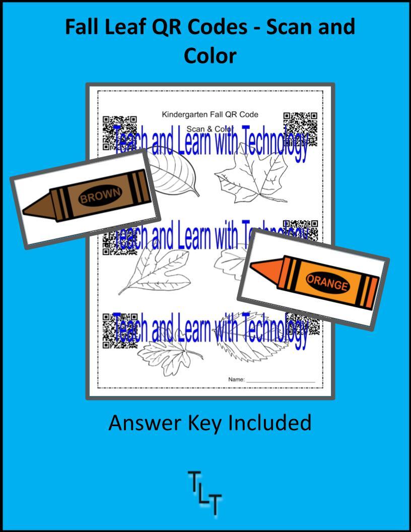 Fall Leaf QR Code - Scan and Color - for Preschool and Kindergarten