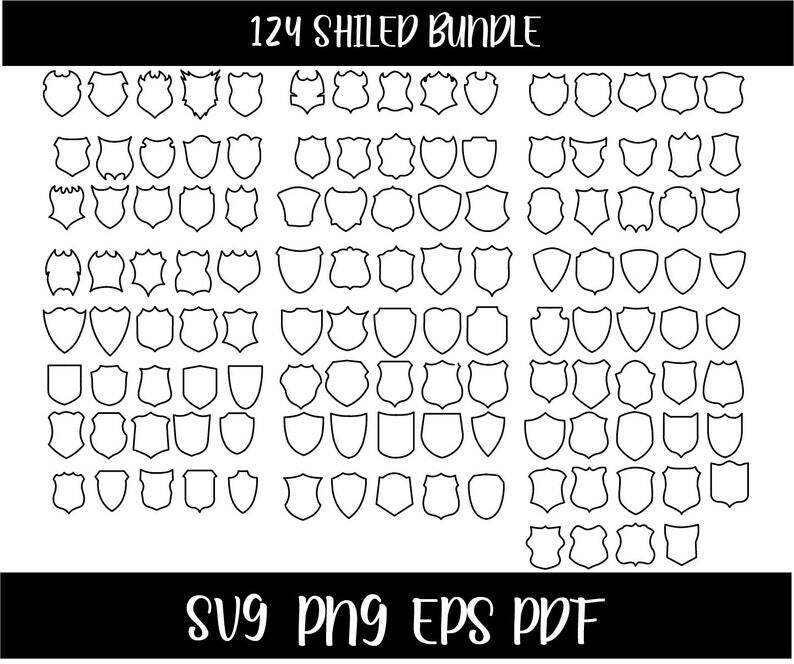 124 Shield SVG Bundle, Shield dxf, Shield png, Shield eps, Shield ...