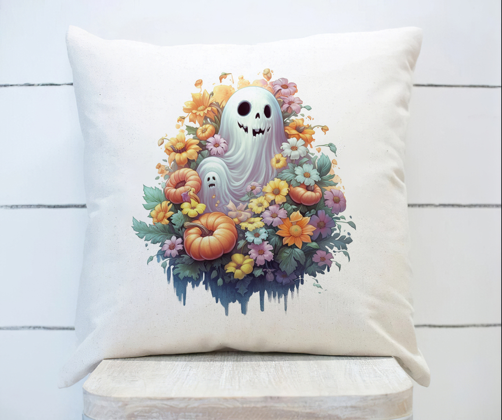 Sublimation Clipart a cute ghost in the middle of flowery flowers 1