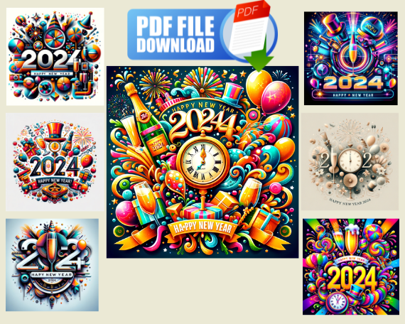 "Joyful New Year 2024 Clipart Collection: Sparkle and Shine with ...