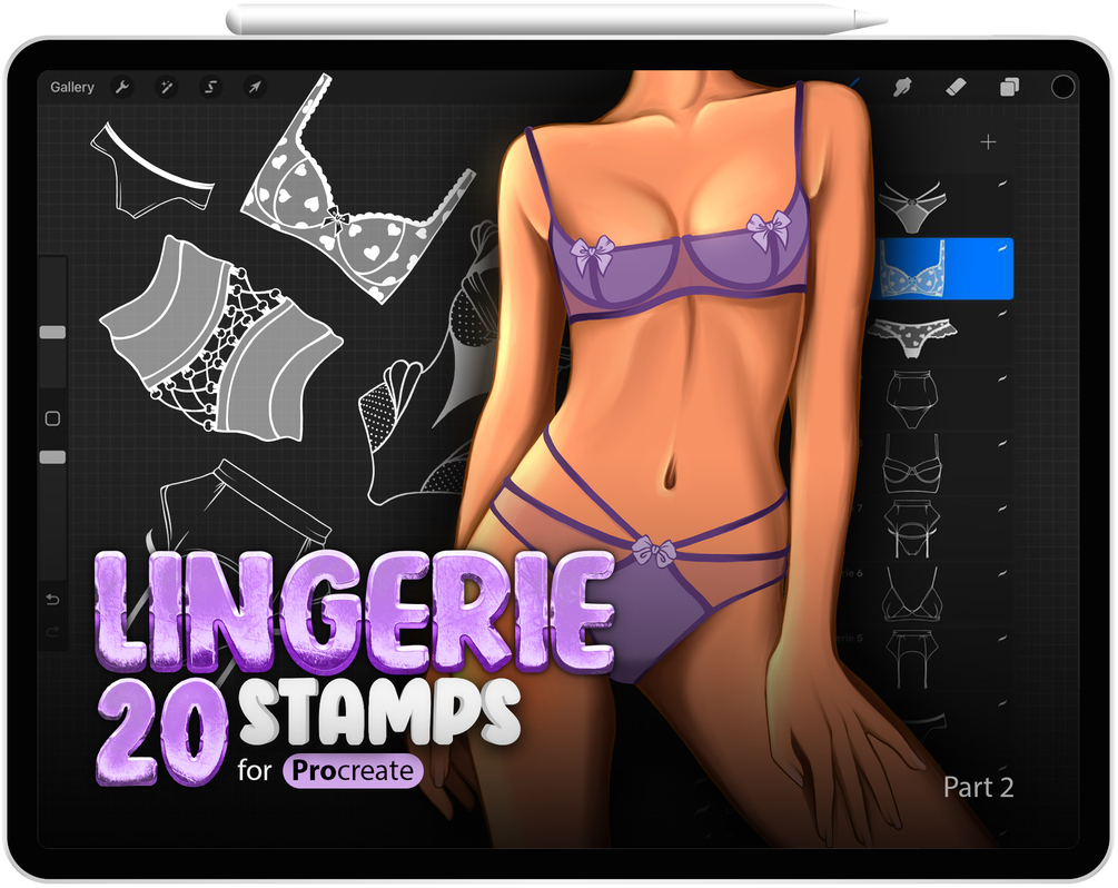 20 Procreate Underwear Stamp Brushes Part - 2 Collection