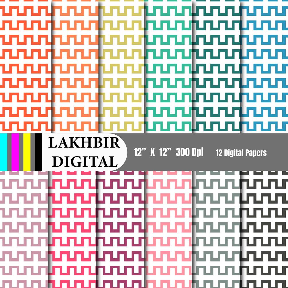 PRISM PATTERNED PAPERS PACK OF 12 | LAKHBIR DIGITAL (P7 W9)